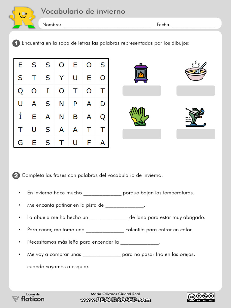 Actividades Vocabulario Invierno | PDF