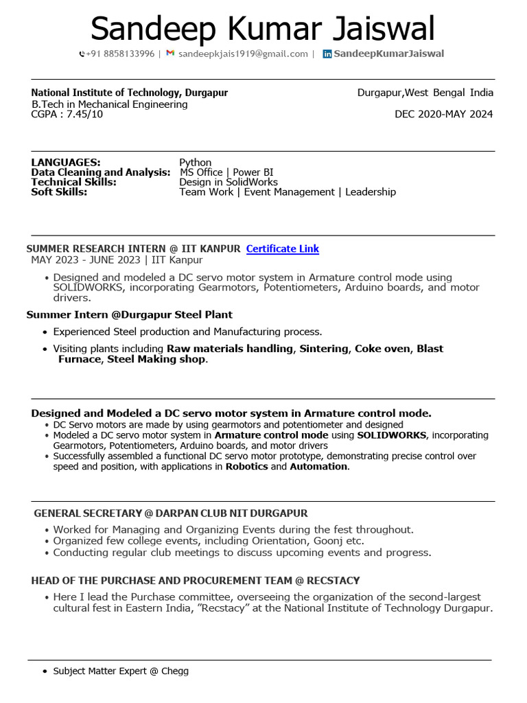 Engineering Student Profile | PDF