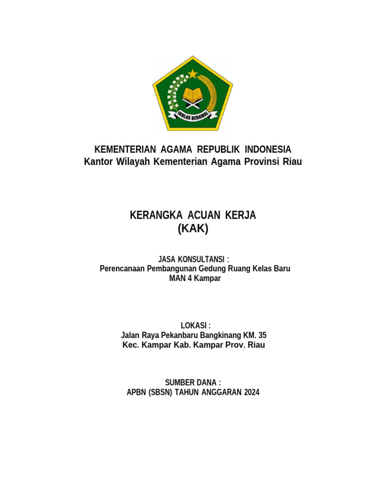 KAK Pembangunan Gedung MAN 4 Kampar | PDF
