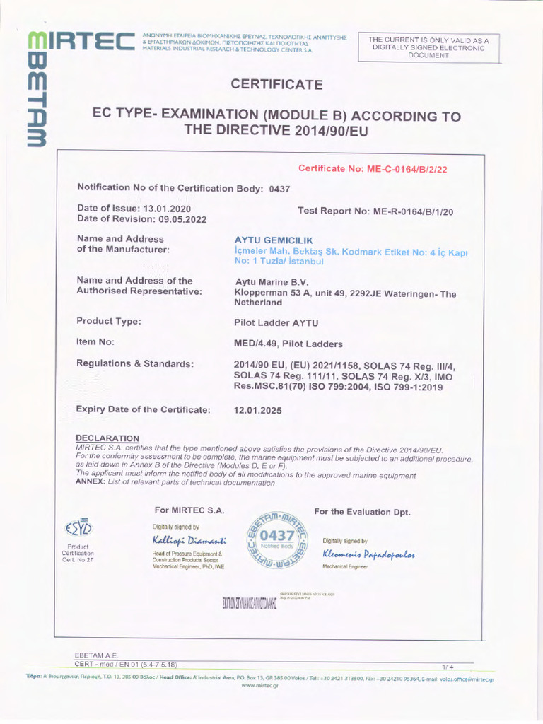 Pilot Ladder Cert 29july2025 | PDF