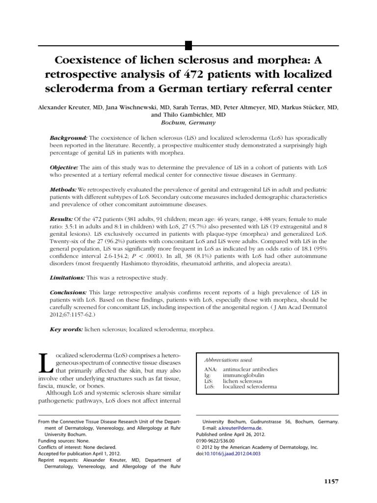 Coexistence of Lichen Sclerosus and Morphea A Retrospective Analysis of ...