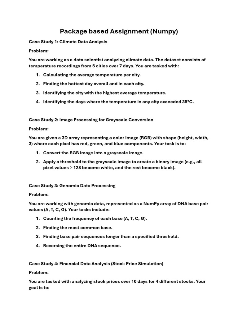 Package based Assignment Numpy | PDF Package based Assignment Numpy | PDF