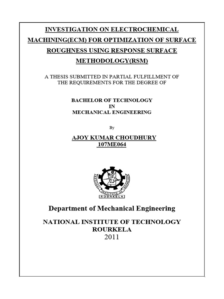 Ethesis - Nitrkl.ac - in/2411/1/THESIS ON ECM BY RSM PDF | PDF | Ion | Electrolyte