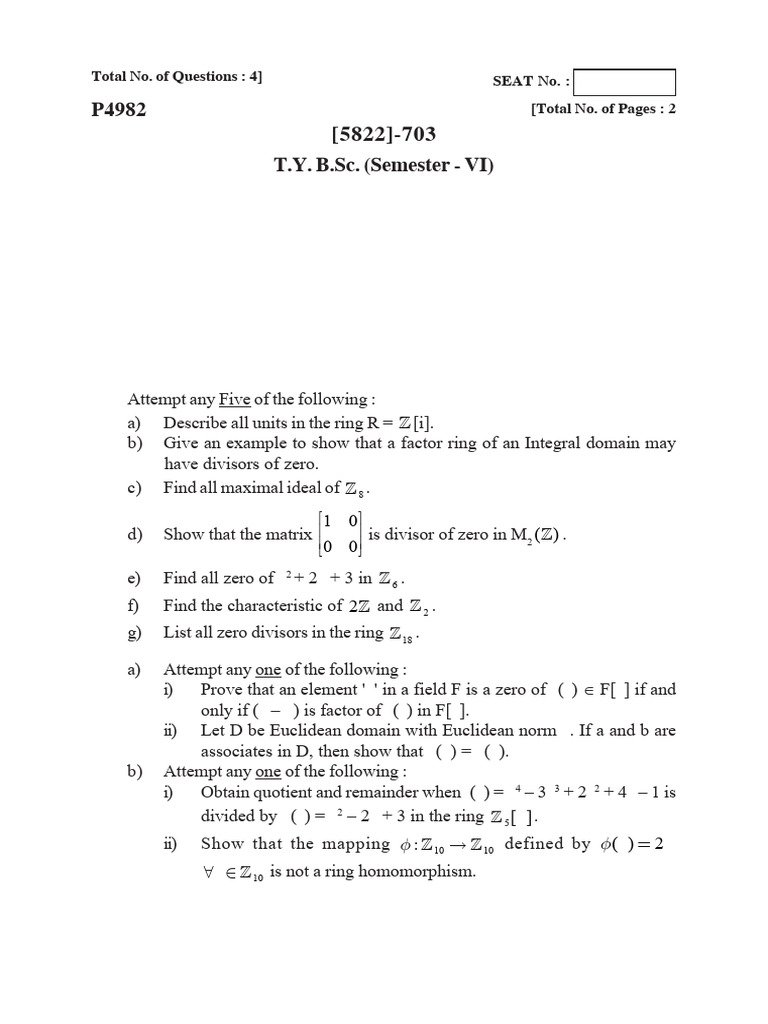 ring theory srm6 | PDF | Ring (Mathematics) | Abstract Algebra