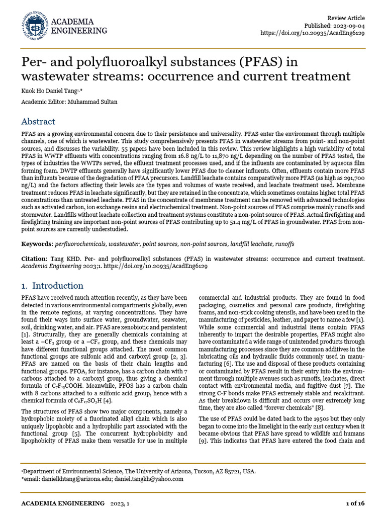 Per and Polyfluoroalkyl Substances PFAS | PDF | Water Pollution | Effluent
