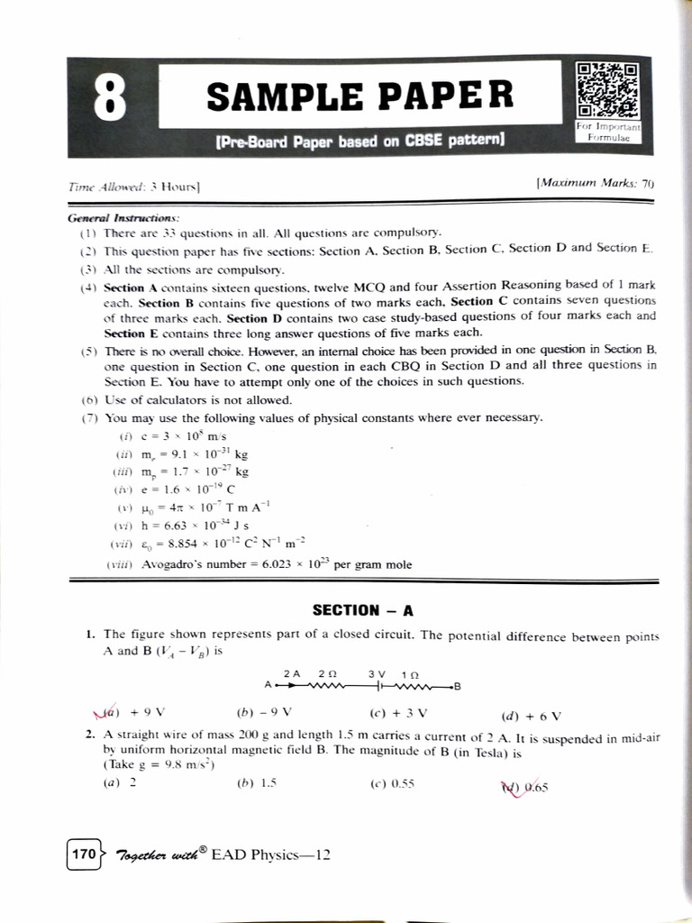 12 Sample Paper 8 | PDF | Semiconductors | P–N Junction