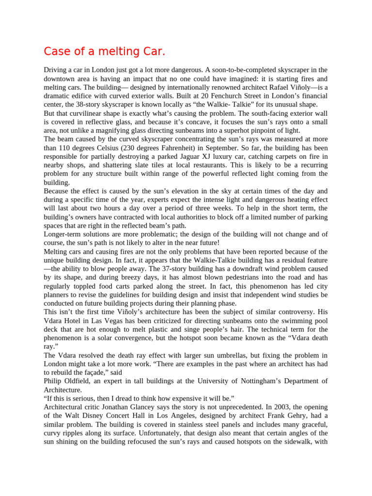 Case of A Melting Car Case Study 9 28022024 094049am | PDF | Sun