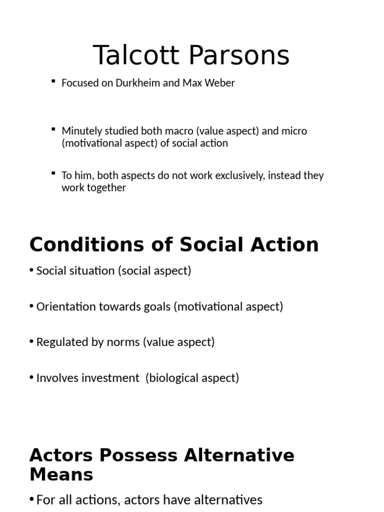 Talcott Parsons | PDF | Emotions | Motivational