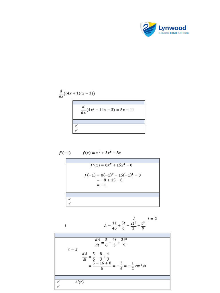 PRACTICE Test 7- Introduction to Calculus- Soln | PDF | Derivative ...