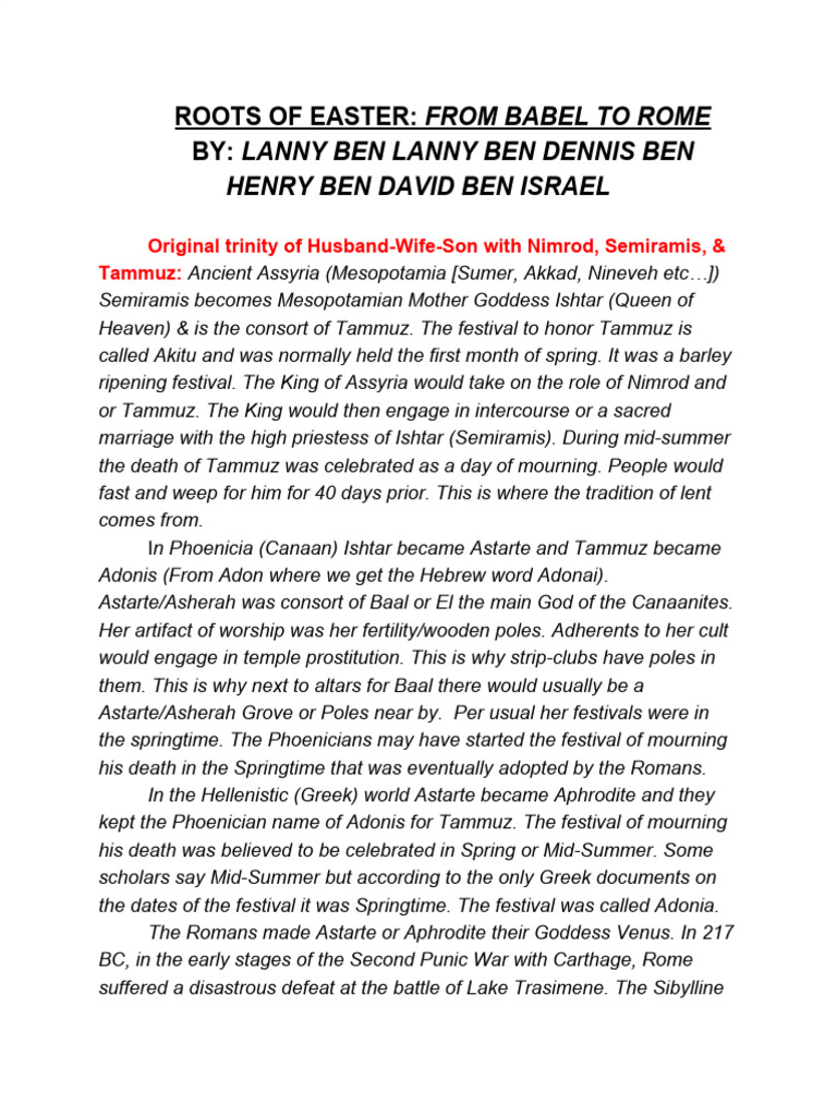 Roots of Easter From Babel To Rome | PDF | Deities | Mythological ...