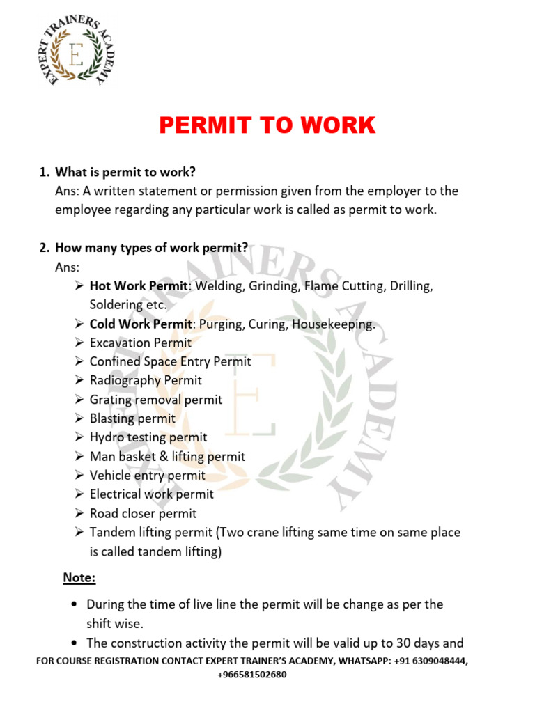 Permit To Work | PDF