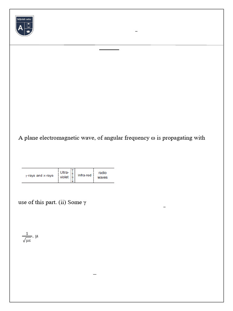 12th Sci SMT2 Assignment 22th Nov | PDF | Electromagnetic Radiation ...