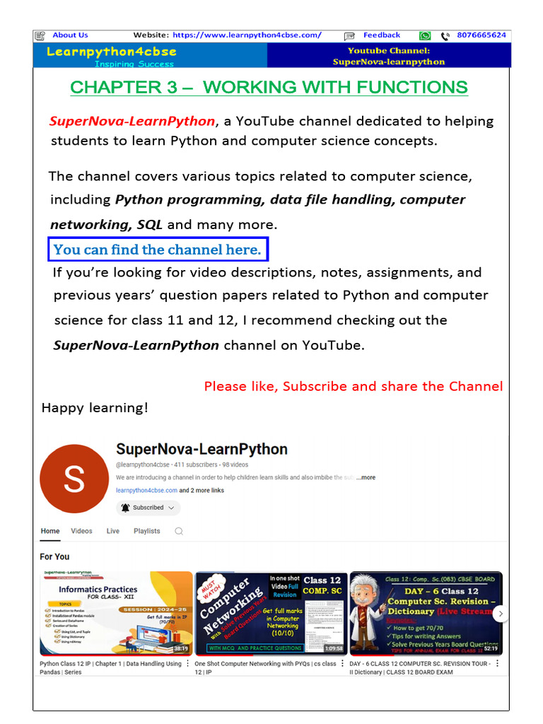 Python Functions Practice Guide | PDF | Parameter (Computer Programming) | Scope (Computer Science)
