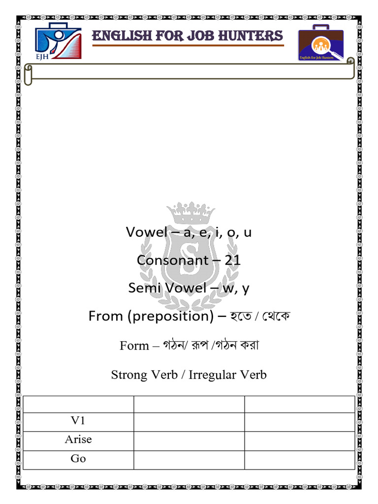 Conjugation of Verb, Number & Person (Classs Note) | PDF | English ...