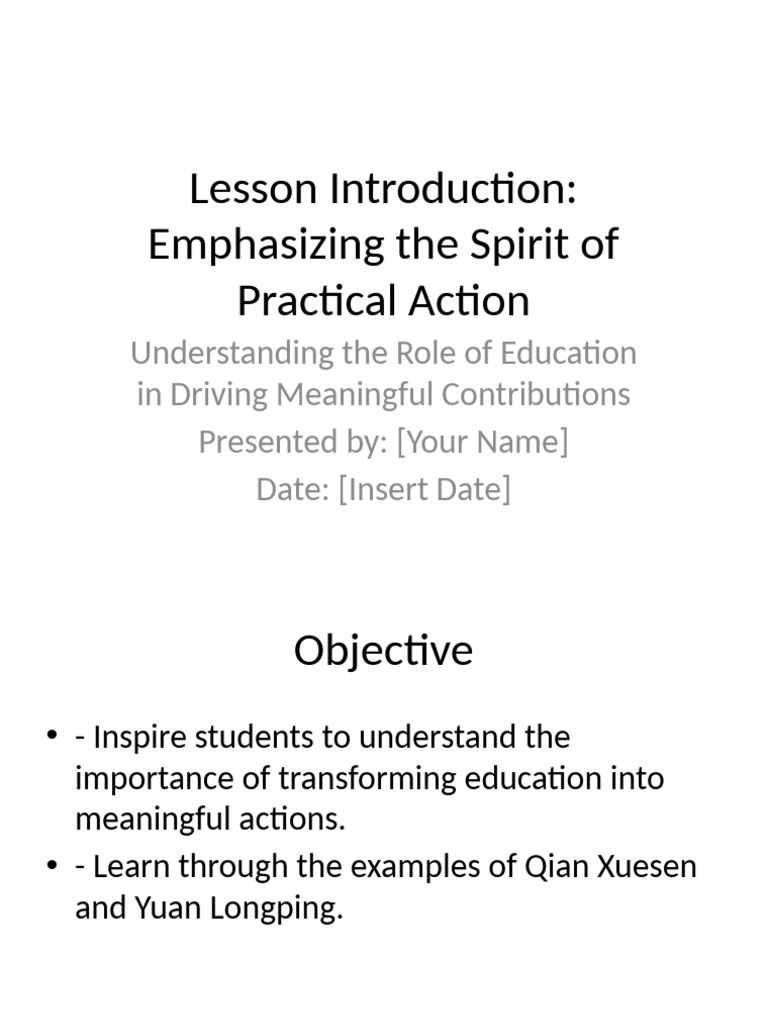 Lesson Introduction Spirit of Practical Action | PDF