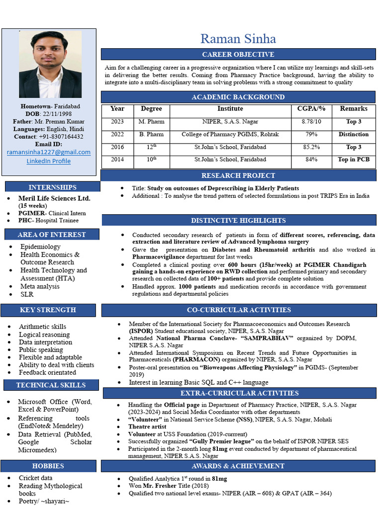 Raman RESUME | PDF | Health Care