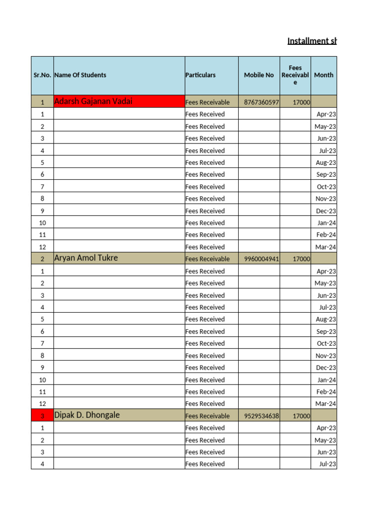 Bajaj Hostel Installment 2023-24 | PDF