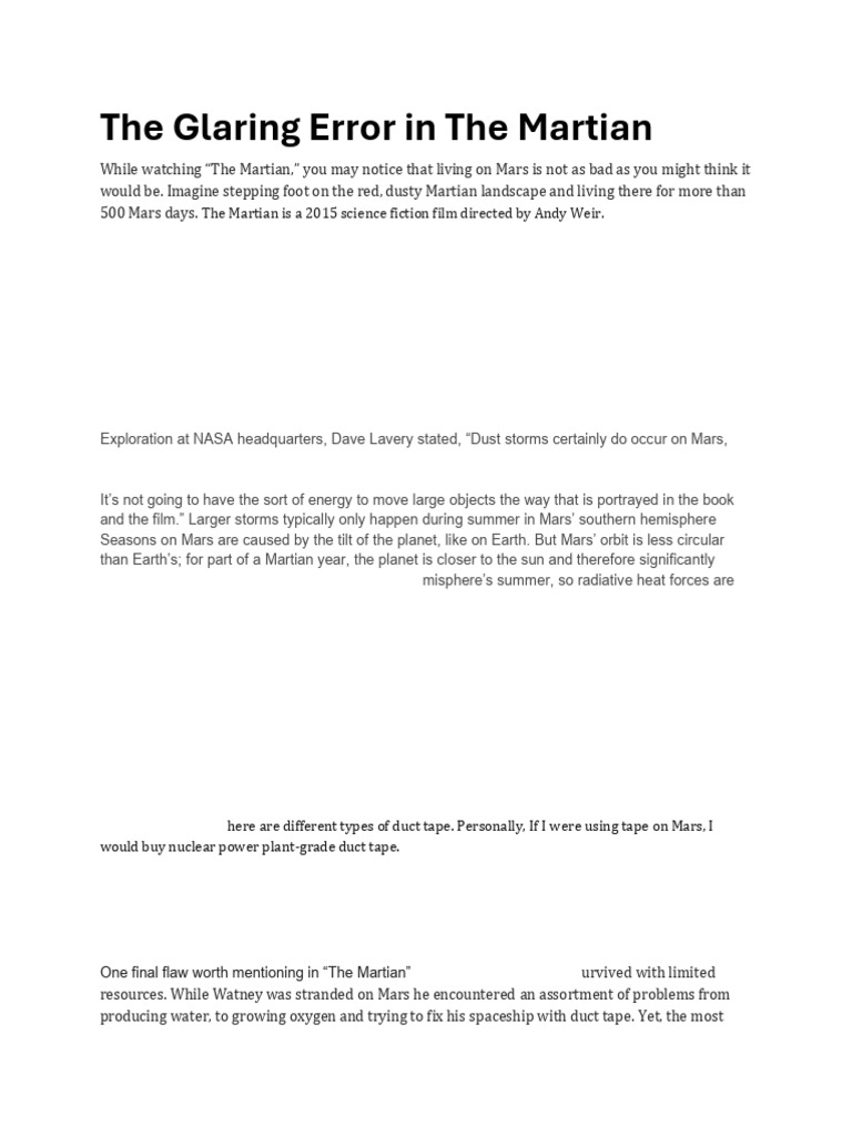 The Glaring Error in the Martian | PDF | Mars | The Martian (Film)