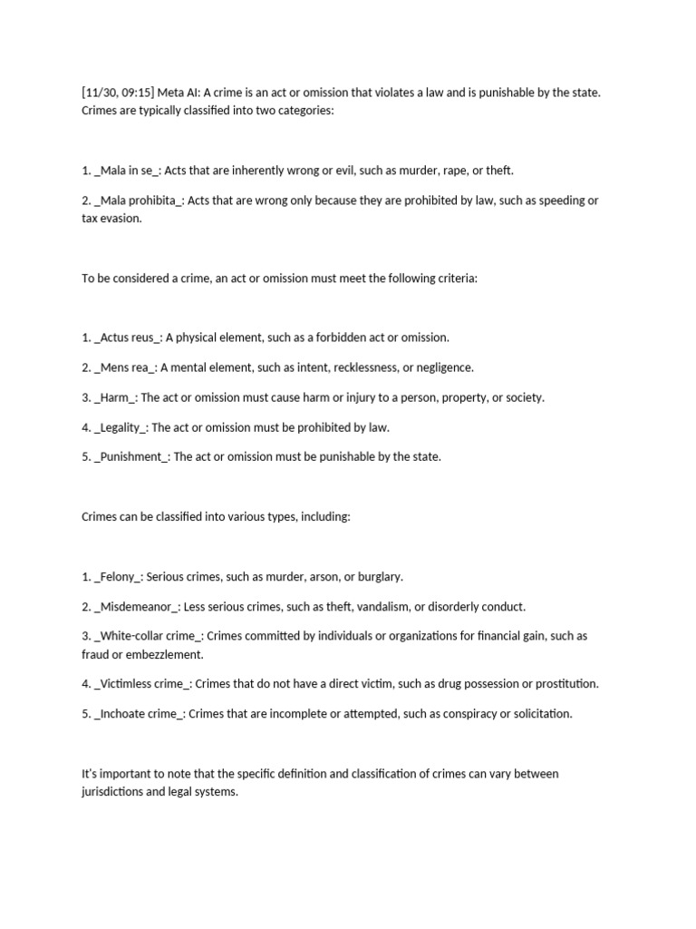 criminal law TD sheet | PDF | Crimes | Crime & Violence