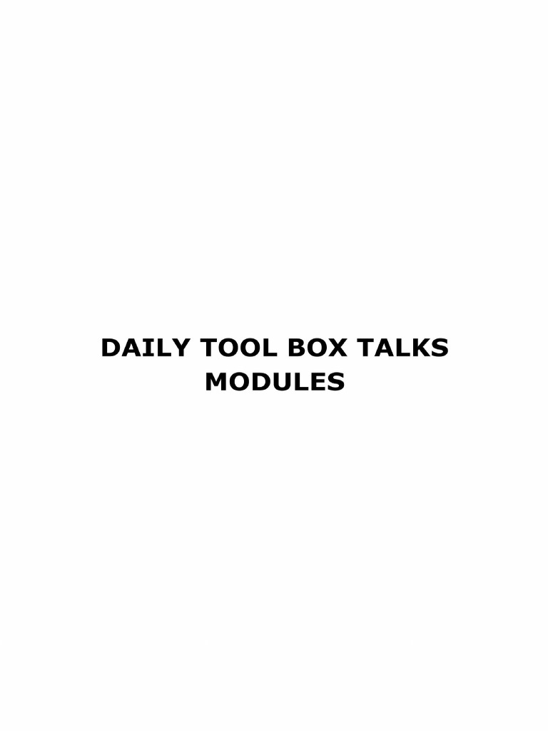 Daily Tool Box Talks Modules | PDF