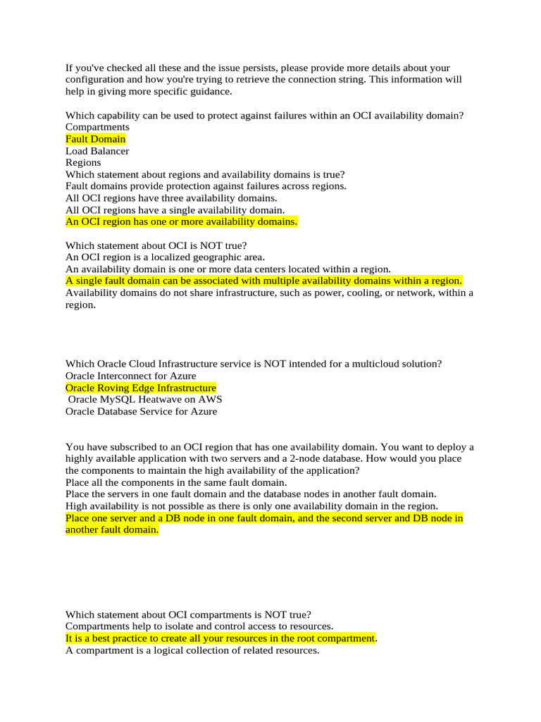 OCI Foundations Associate (2024) - Dump | PDF | Cloud Computing | Databases