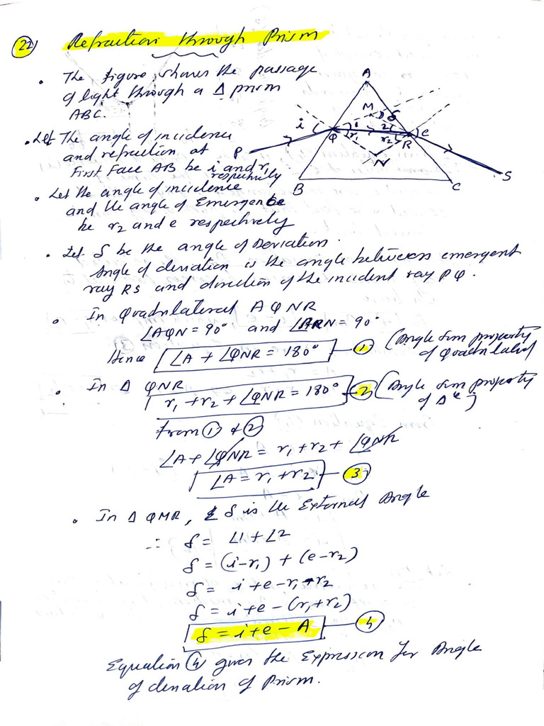 Refraction Through Prism | PDF