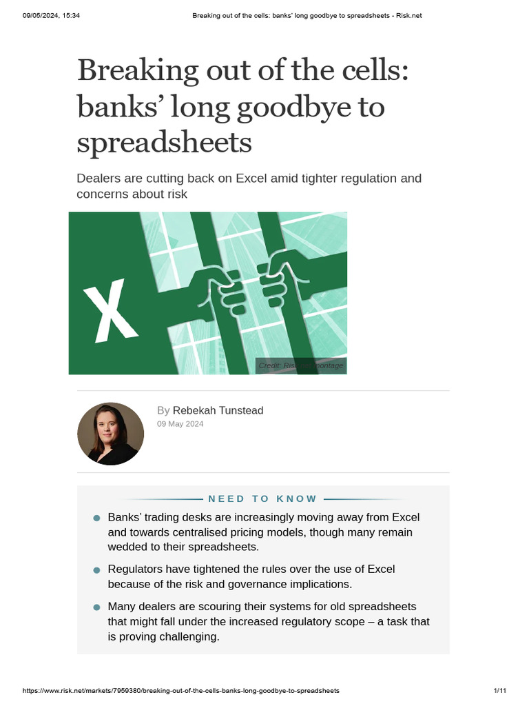 Breaking Out of The Cells - Banks' Long Goodbye To Spreadsheets | PDF | Spreadsheet | Microsoft ...
