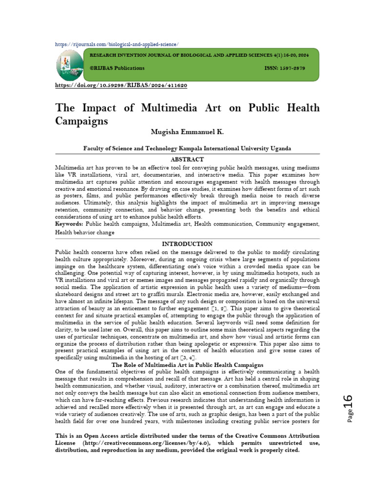 The Impact of Multimedia Art On Public Health Campaigns (WWW - Kiu.ac ...