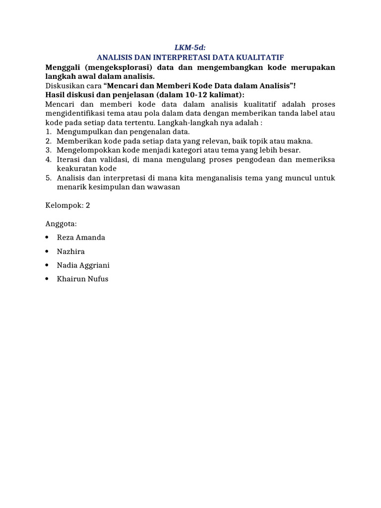 KLP 2 - LKM - 5d - Analisis Data Kualitatif | PDF