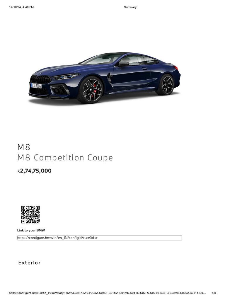 M8 Competition Coupe Overview | PDF | Hybrid Vehicle | Fuel Economy In ...