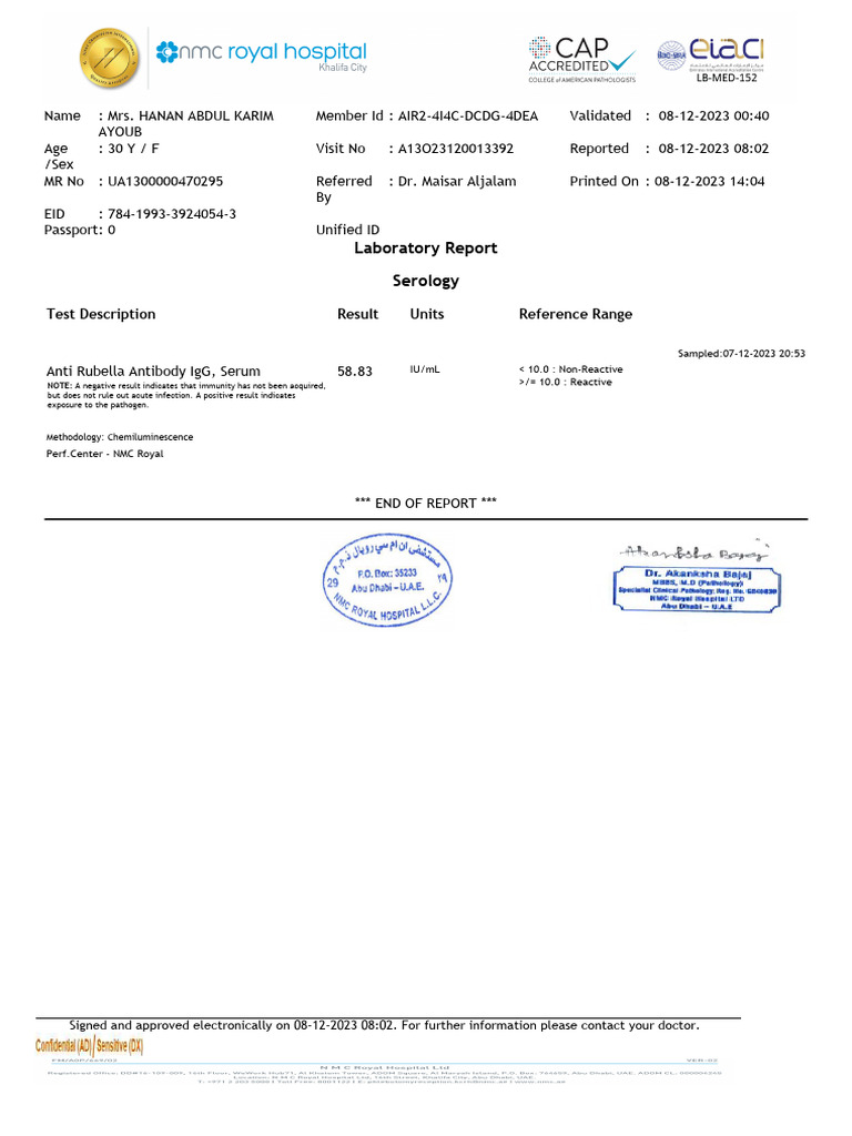 Anti Rubella Antibody IgG, Serum | PDF