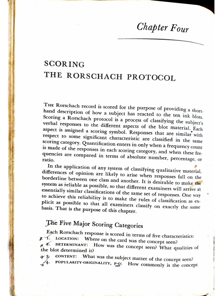 Rorschach Scoring | PDF