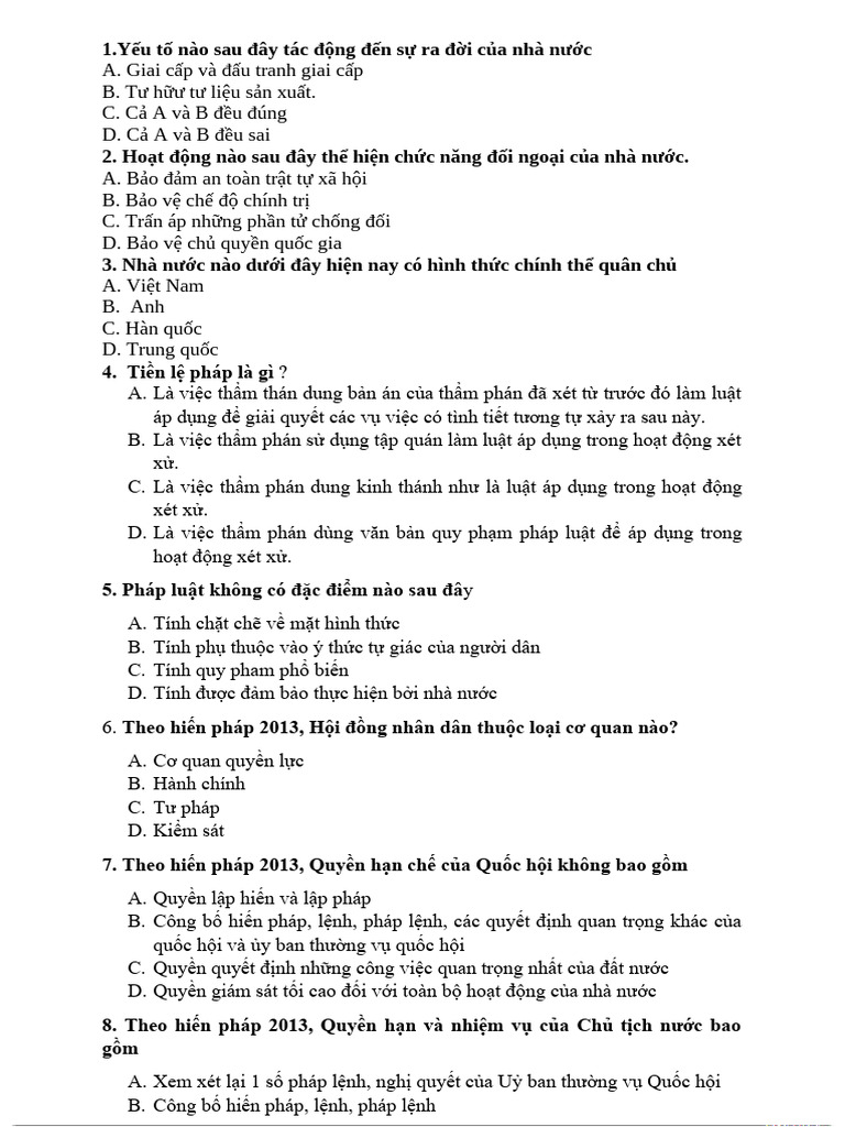 Trac Nghiem Phap Luat Dai Cuong Hoc Vien Bao Chi Va Tuyen Truyen 147112 | PDF