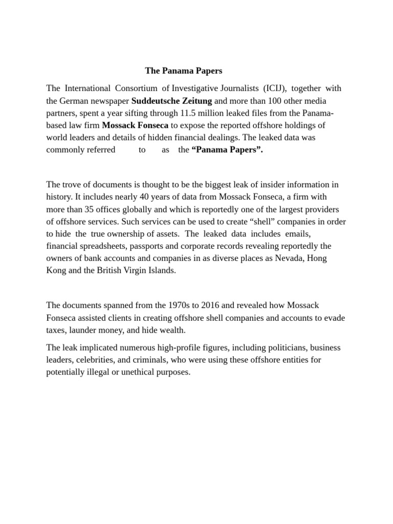 Panama papers | PDF | Tax Evasion | Tax Avoidance
