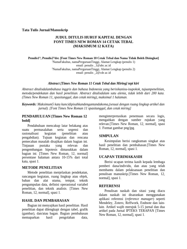 Template Manuskrip | PDF