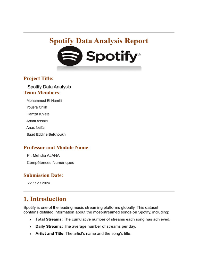 Spotify Streaming Trends Analysis | PDF | Spotify | Data Analysis