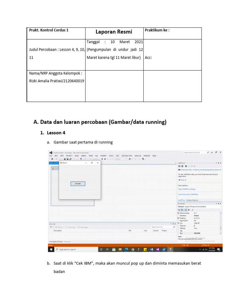 019-Rizki Amalia Pratiwi-Laporan Prak 1 | PDF