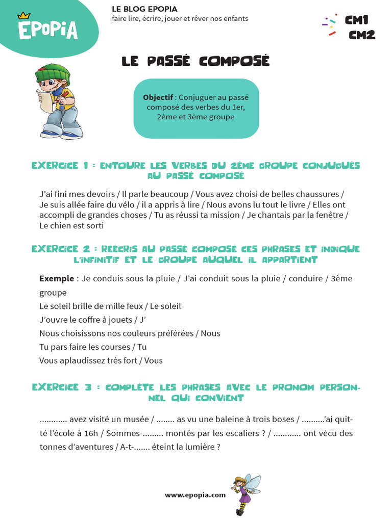 Fiche-conjugaison-CM1-CM2-Le-passe-compose | PDF
