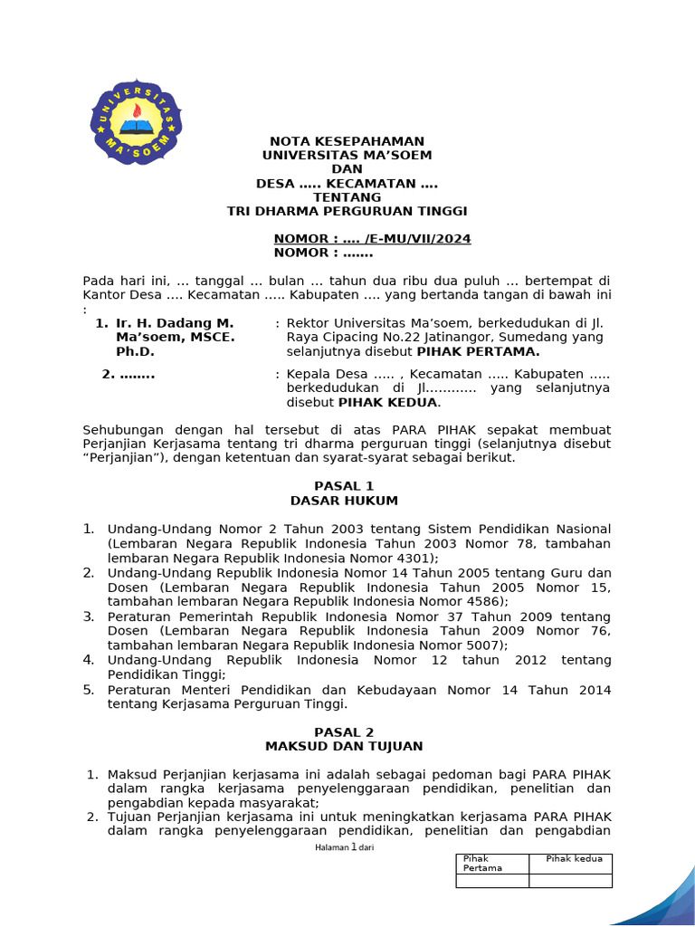 Contoh Mou | PDF