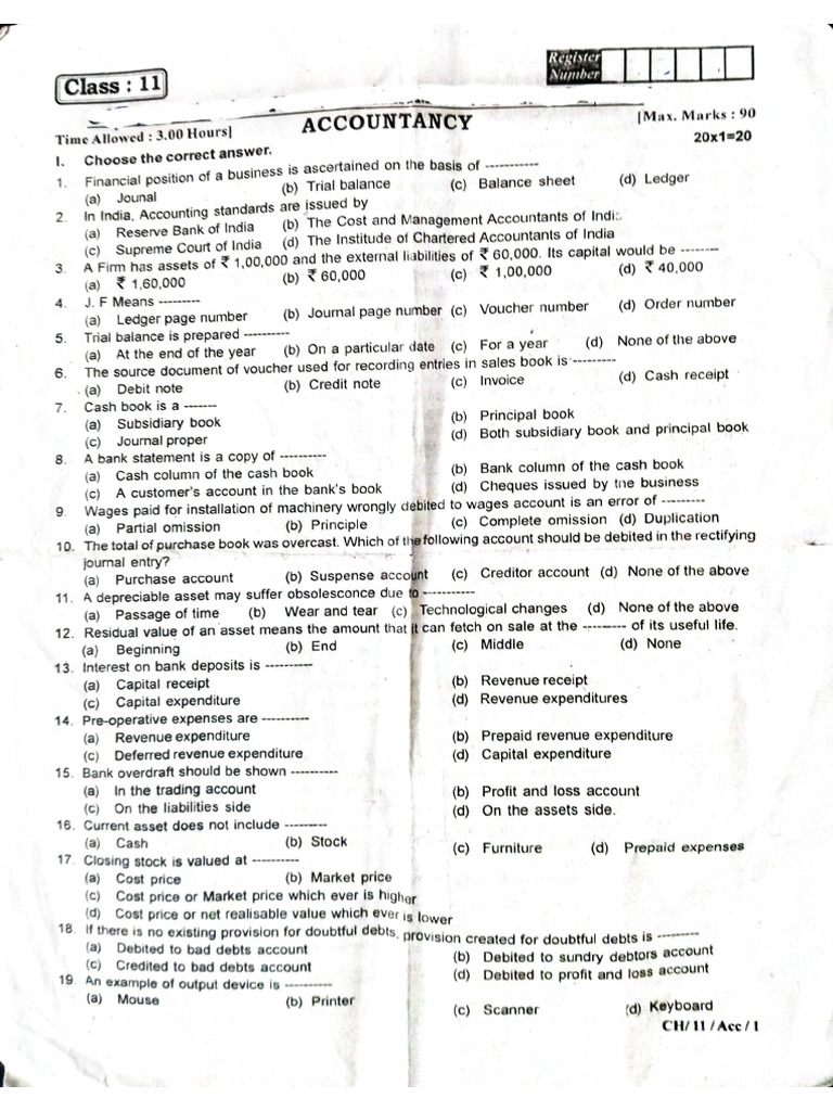 Accountancy Model Paper 1 | PDF