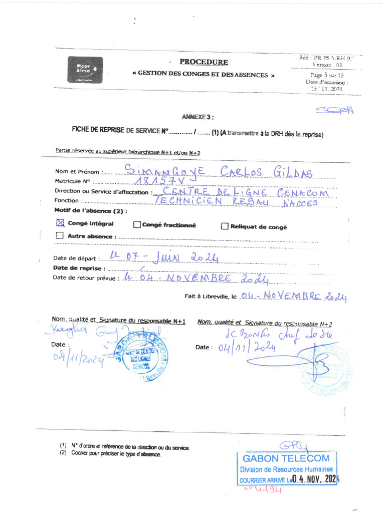 Fiche de Reprise | PDF