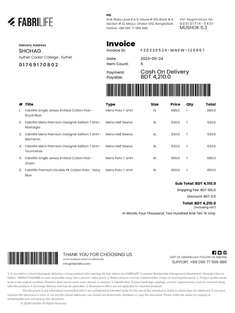 invoice | PDF | T Shirt | Invoice