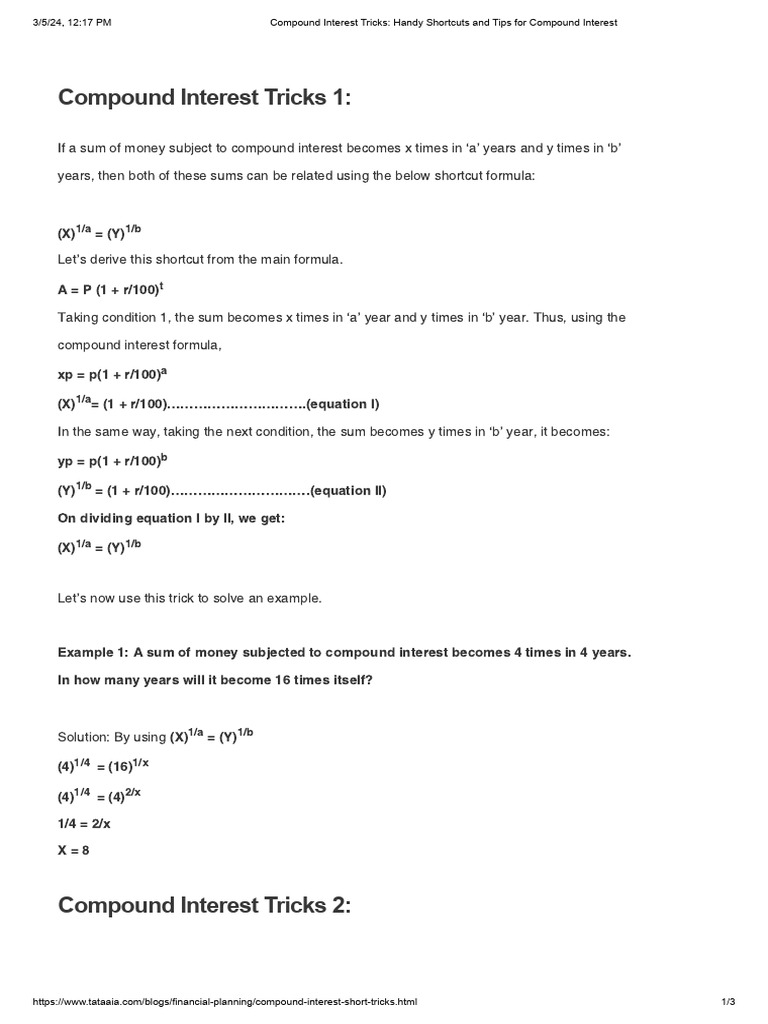 Compound Interest Tricks - Handy Shortcuts and Tips For Compound ...