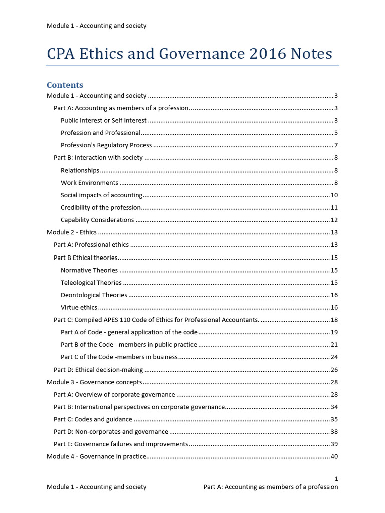 Ethics and Governance CPA Notes HD P | PDF | Audit | Accounting