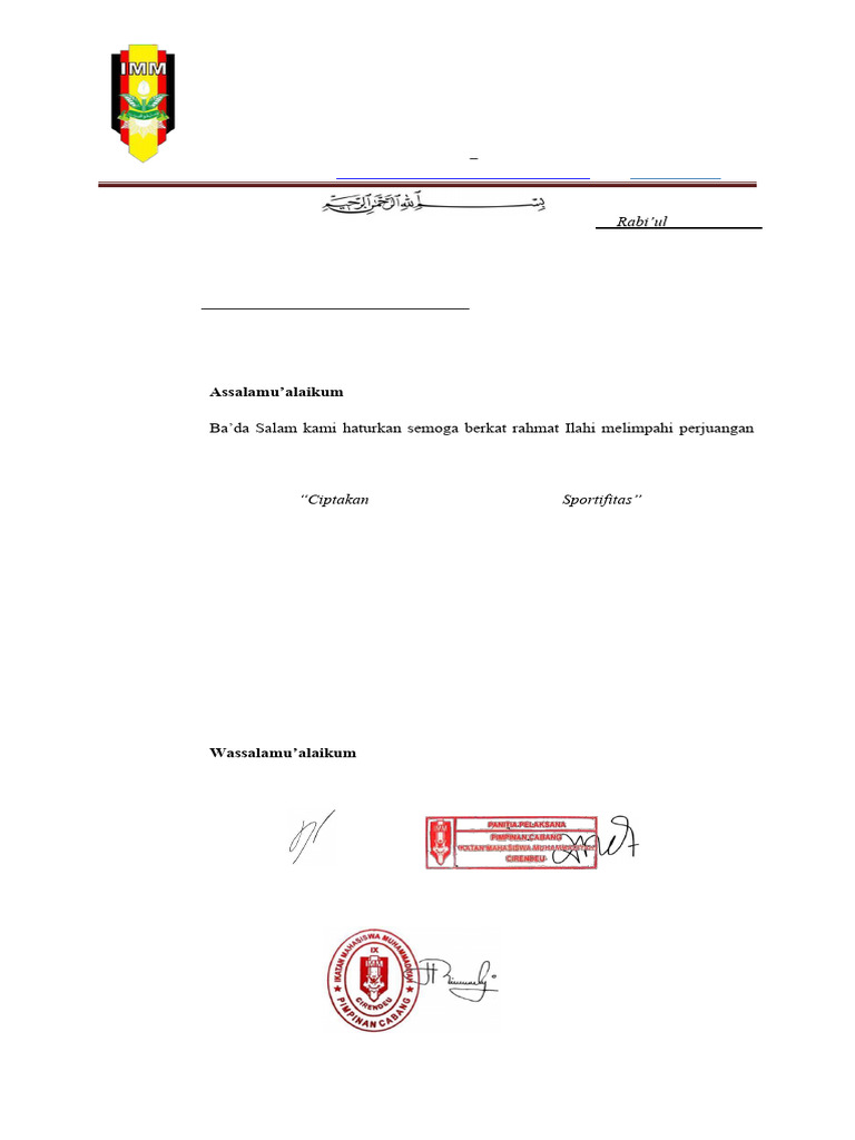 Surat Undangan Peserta Maroon Fest - Sma Islam Terpadu Madani 8 | PDF