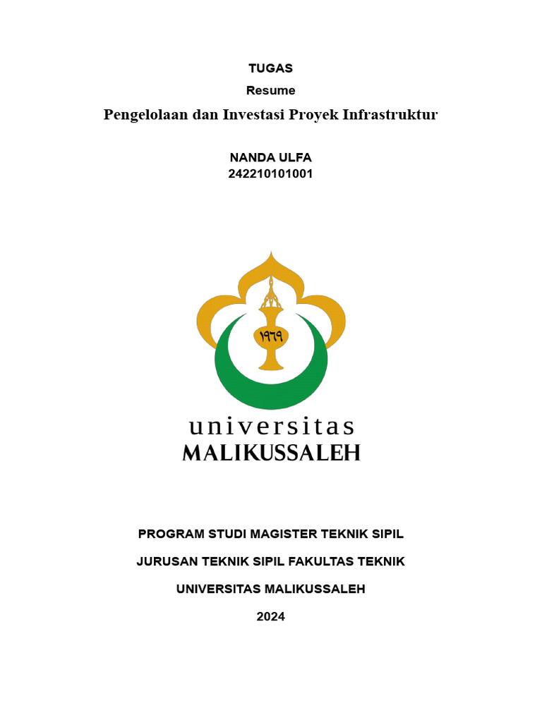 NANDA ULFA 242210101001 RESUME Pengelolaan dan Investasi Proyek Infrastruktur | PDF