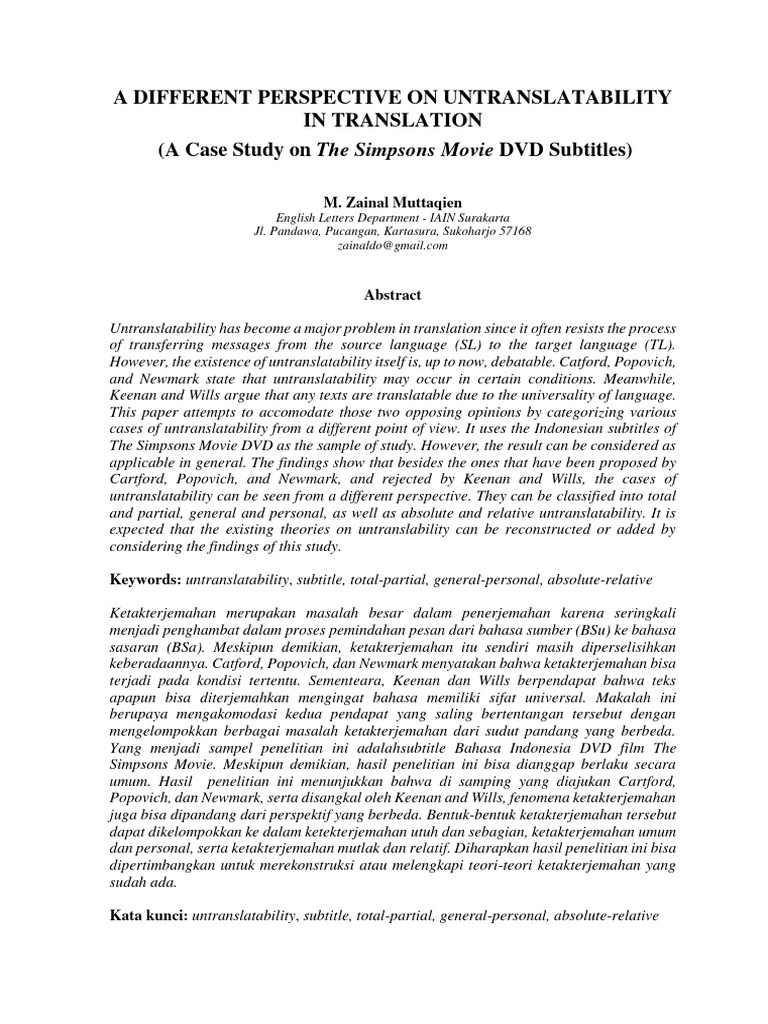 Untranslatability in The Simpsons Subtitles | PDF | Translations ...