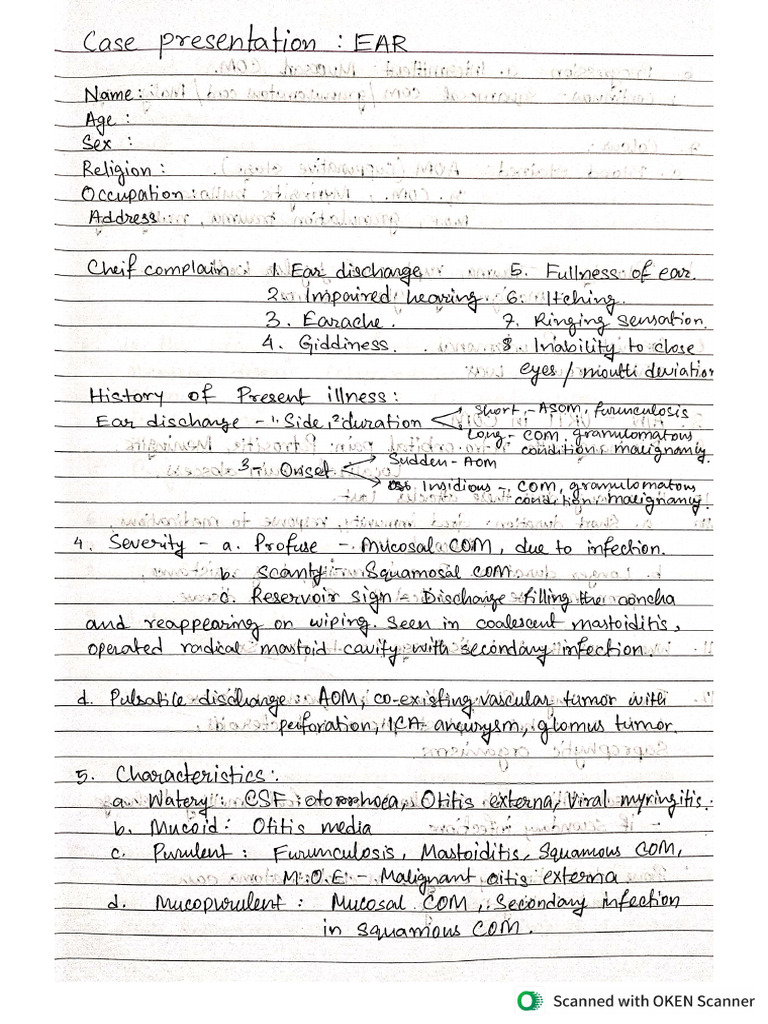 Ear Case History and Examination | PDF