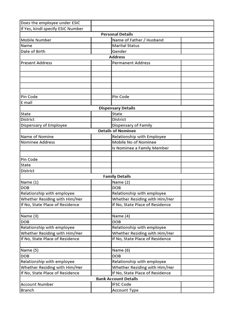 ESI Enrolment Form | PDF