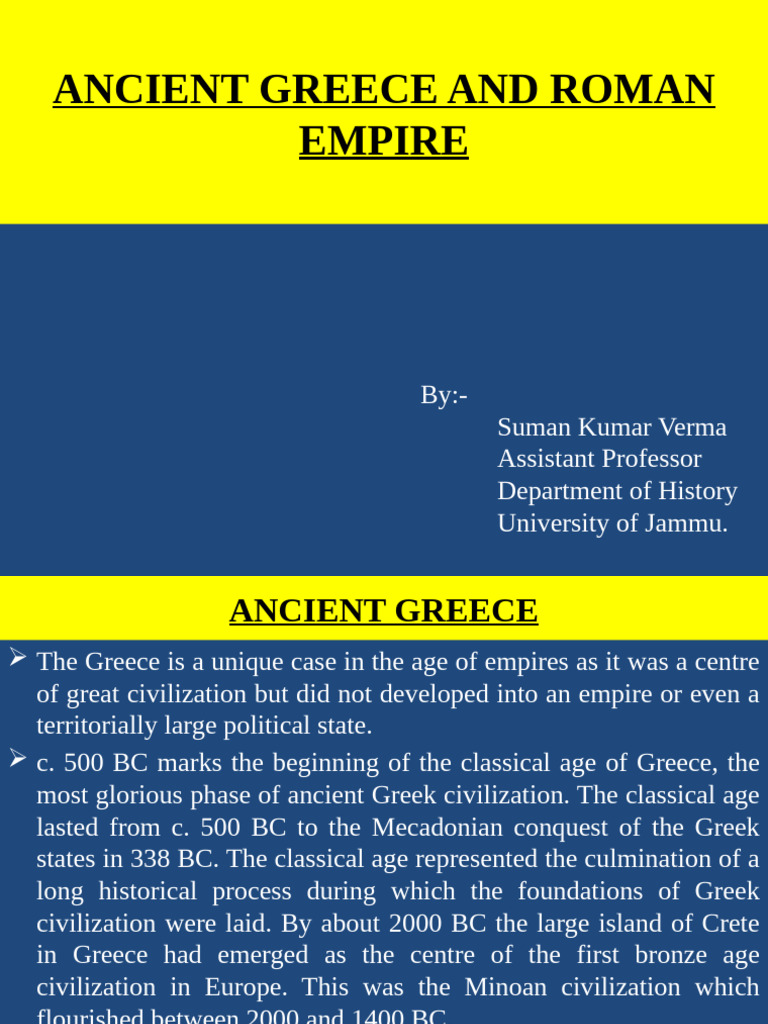 Sem - 1st - Ancient Greece and Roman Empire-I | PDF | Mycenaean Greece ...